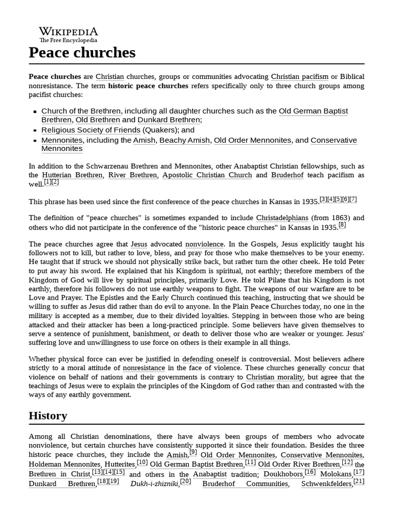 Peace Churches | PDF | Peace Churches | Christian Organizations
