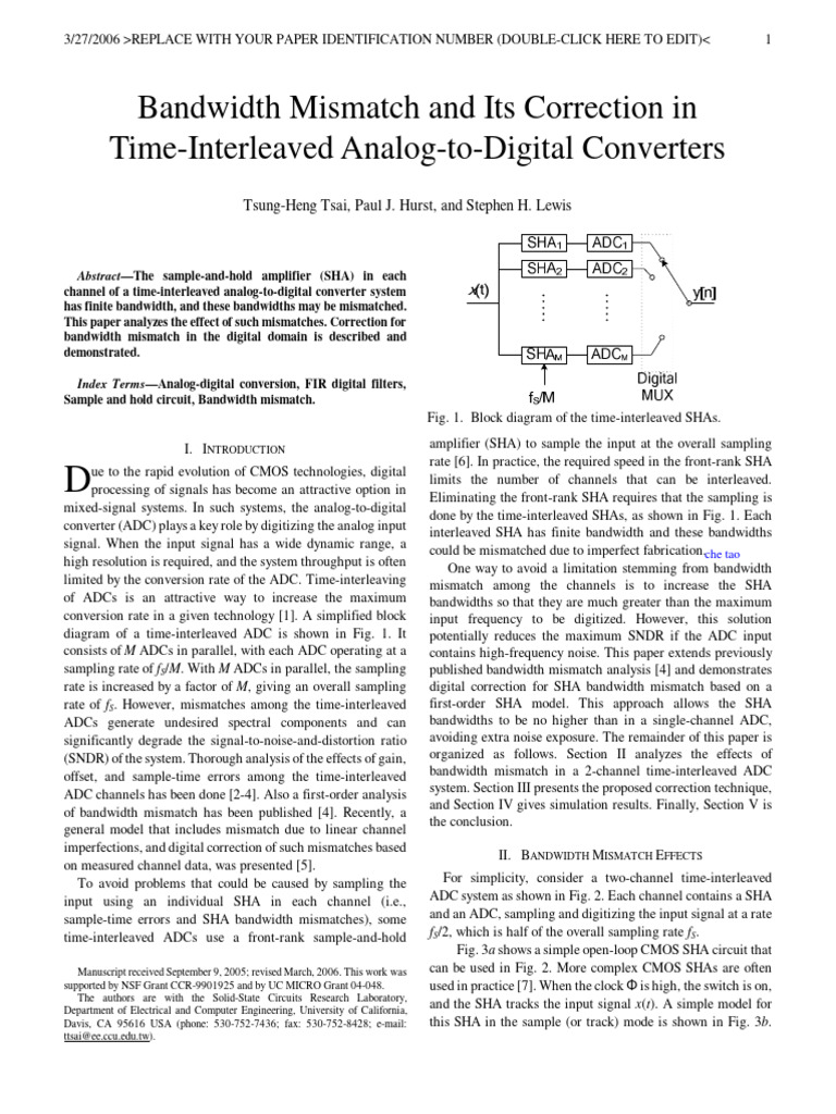 Bandwidth Mismatch and Its Correction in Time-Interleaved Analog-to ...