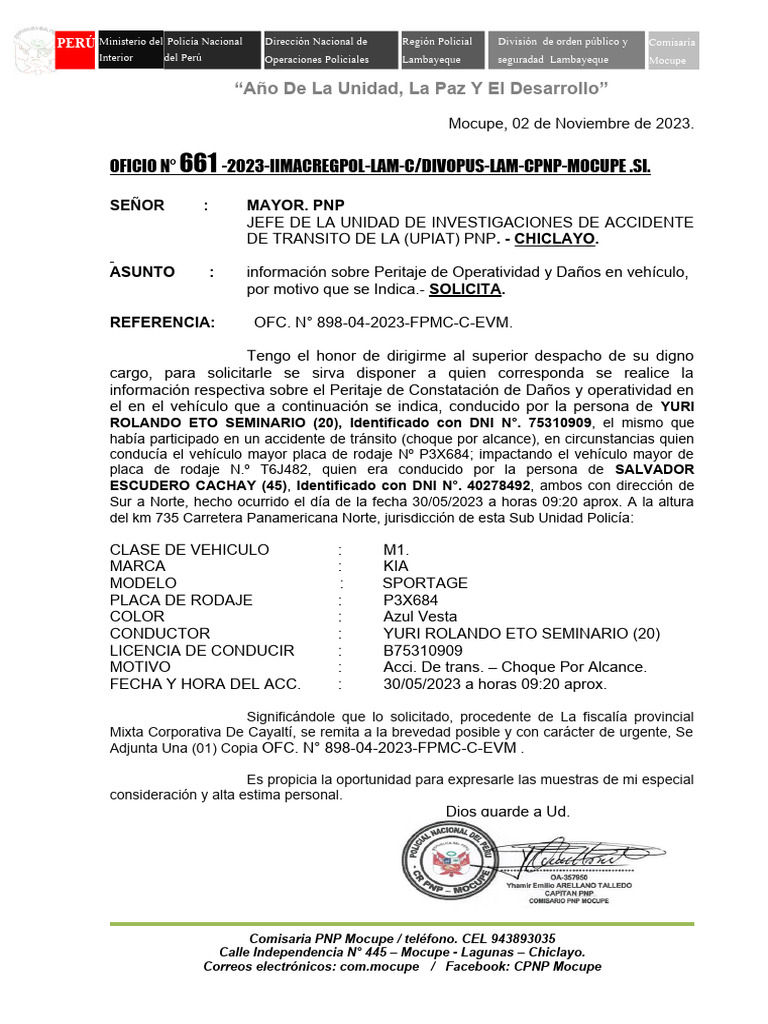 Oficio A La Upiat | Descargar gratis PDF | Accion legal | Cumplimiento de la ley
