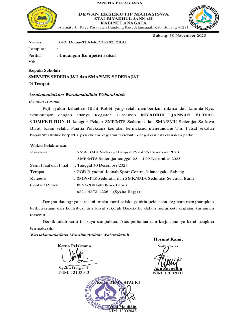Undangan Futsal | PDF | Olahraga & Rekreasi