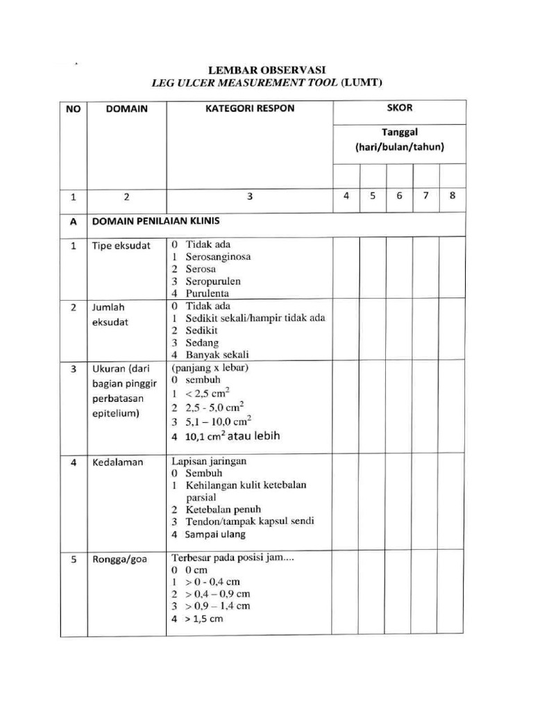 Tool Lampiran 3 LUMT (Leg Ulcer Measurement Tool) | PDF