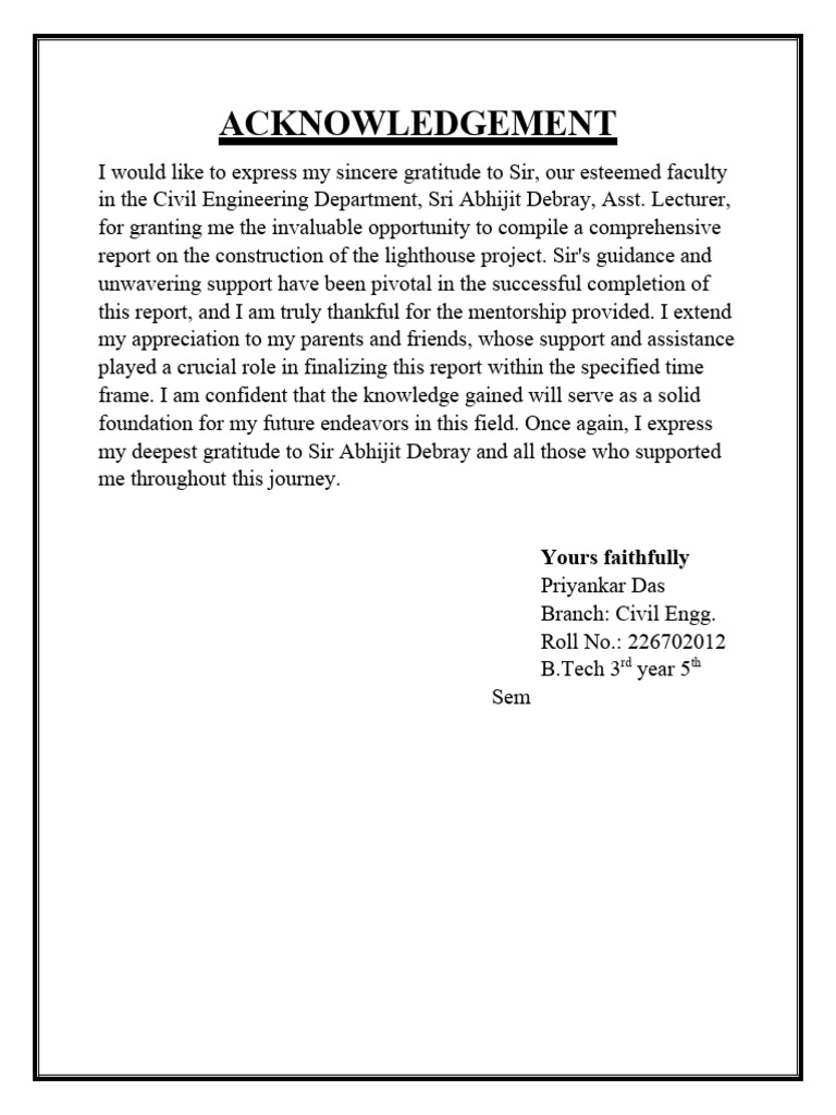 ACKNOWLEDGEMENT | PDF | Concrete | Wall