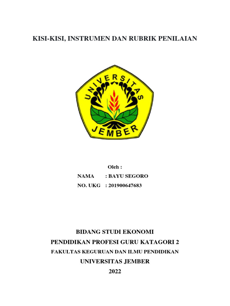Kisi-Kisi, Instrumen Dan Rubrik Penilaian | PDF Kisi-Kisi, Instrumen Dan Rubrik Penilaian | PDF