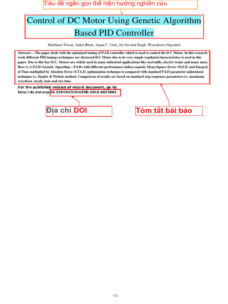 Control of DC Motor Using Genetic Algorithm | PDF | Business