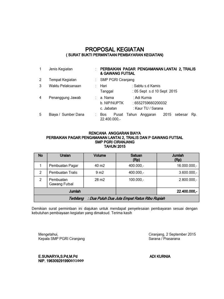 Proposal PERBAIKAN PAGAR LANTAI 2 | PDF