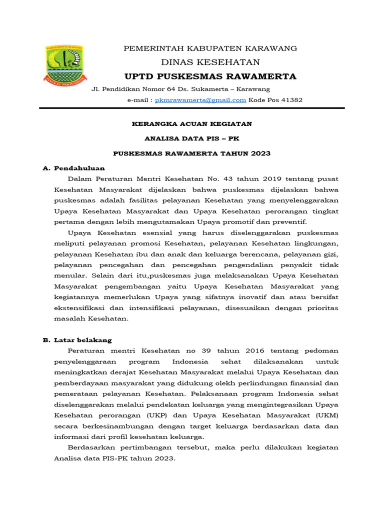 KAK Analisis Data PIS PK | PDF