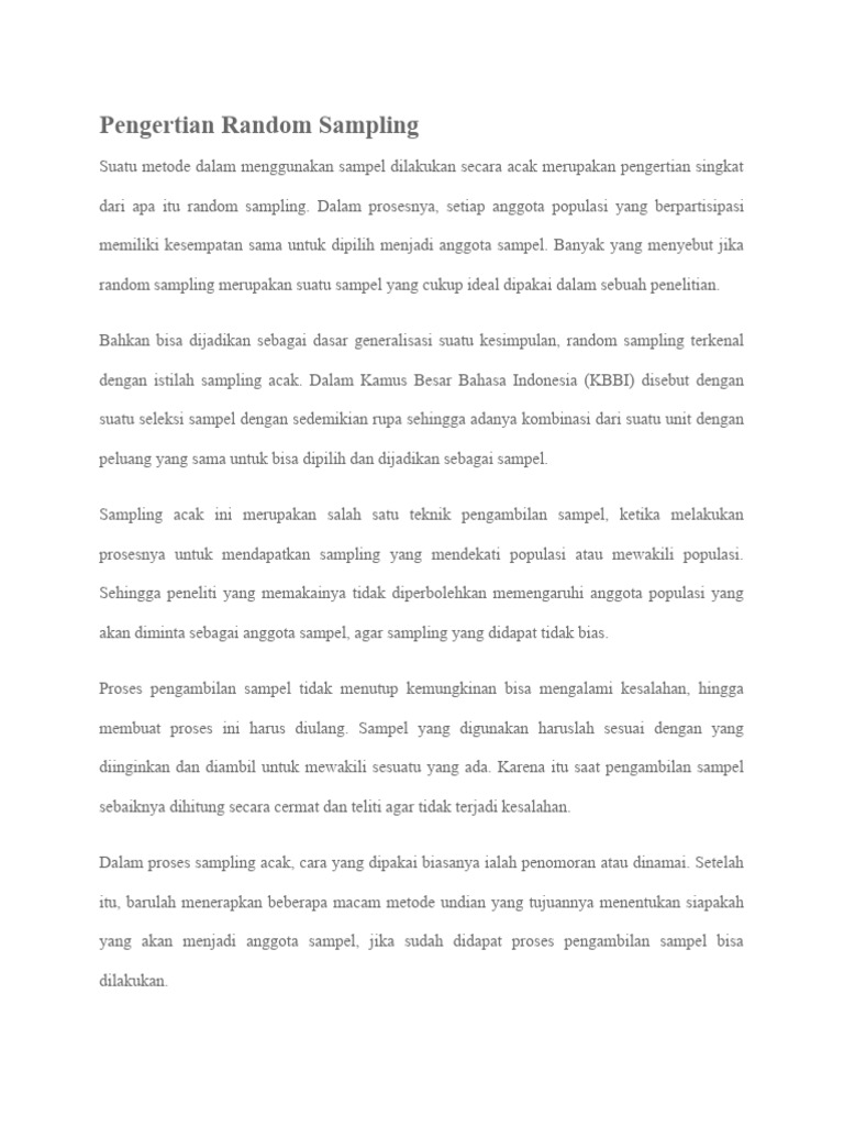Pengertian Random Sampling | PDF