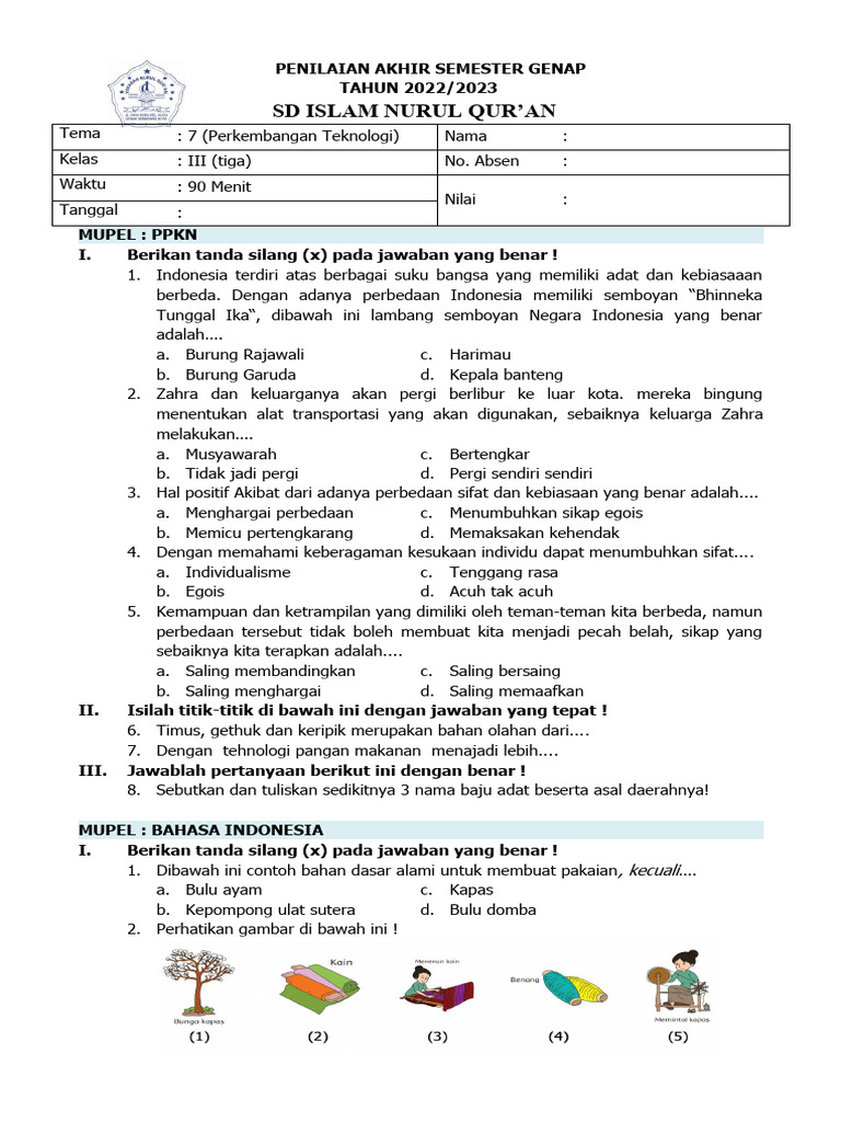 Soal Pat 2022-2023 Tema 7 | PDF