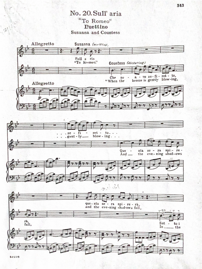 Sull Aria - W.A. Mozart | PDF