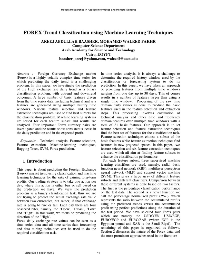 Forex Trend Classification by Machine Learning | PDF | Time Series ...