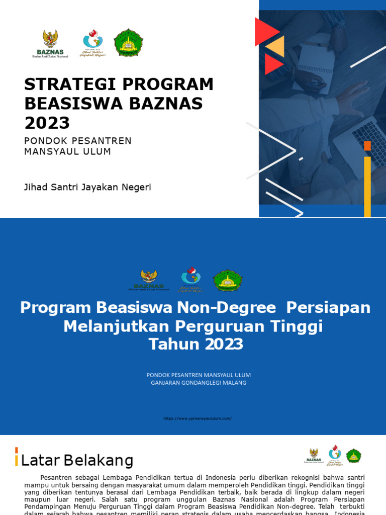 Beasiswa Baznas untuk Santri Mansyaul Ulum | PDF