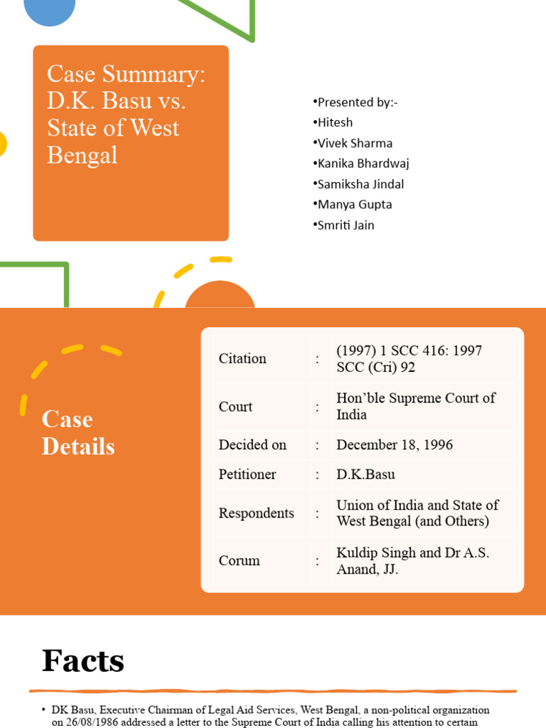 Case Summary: D.K. Basu vs. State of West Bengal | PDF