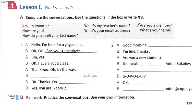 Touchstone 1 UNIT 1 C, Extra Practice | PDF