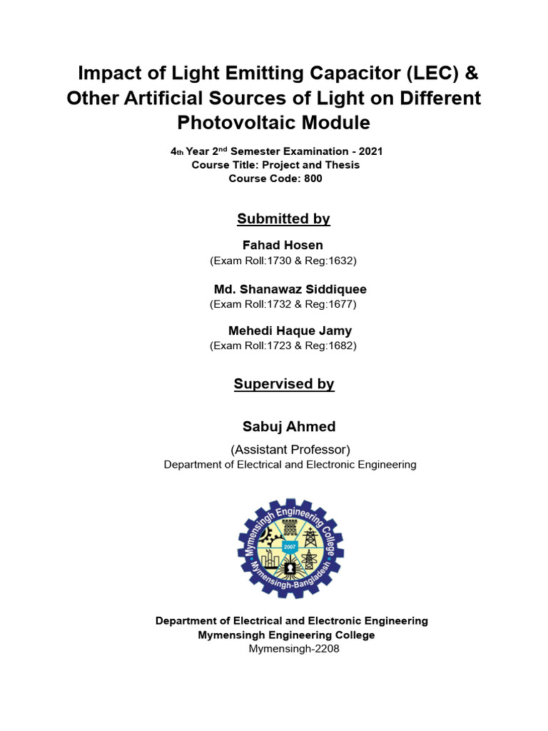 1001, 1034 & 1036 Final Thesis Report | PDF | Light Emitting Diode ...