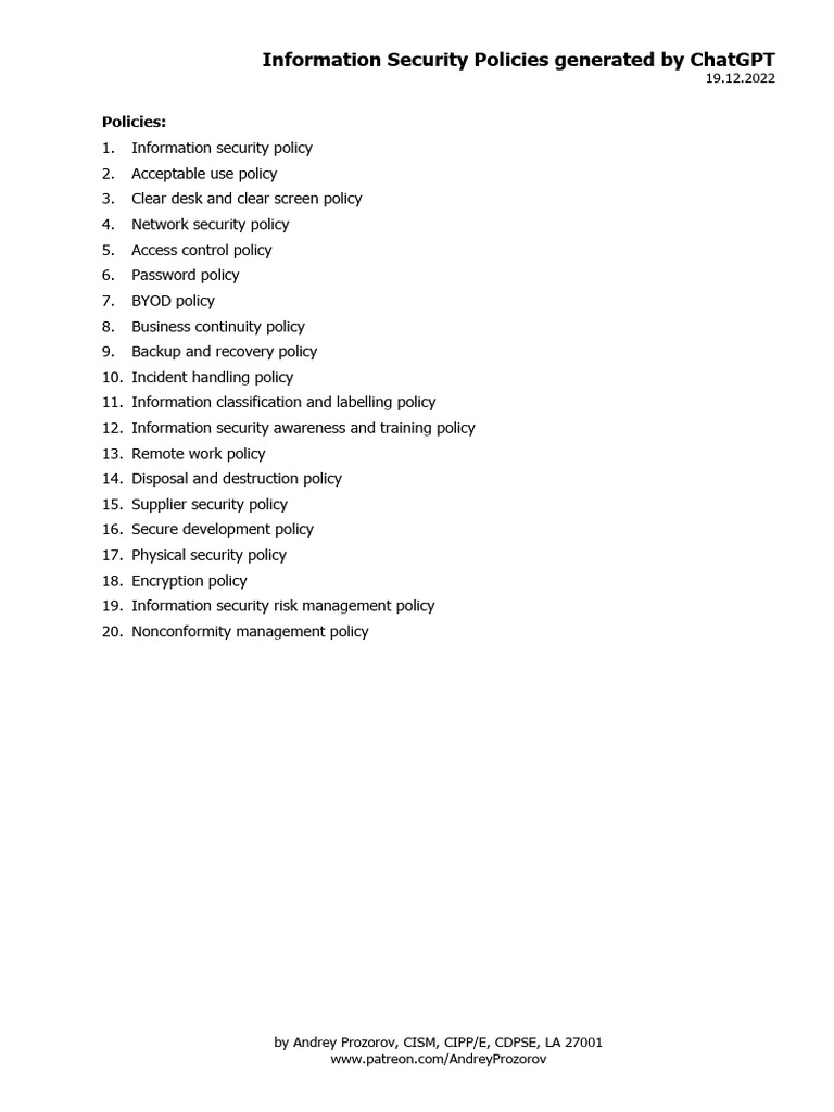 A set of information security policies | PDF | Information Security ... A set of information security policies | PDF | Information Security ...