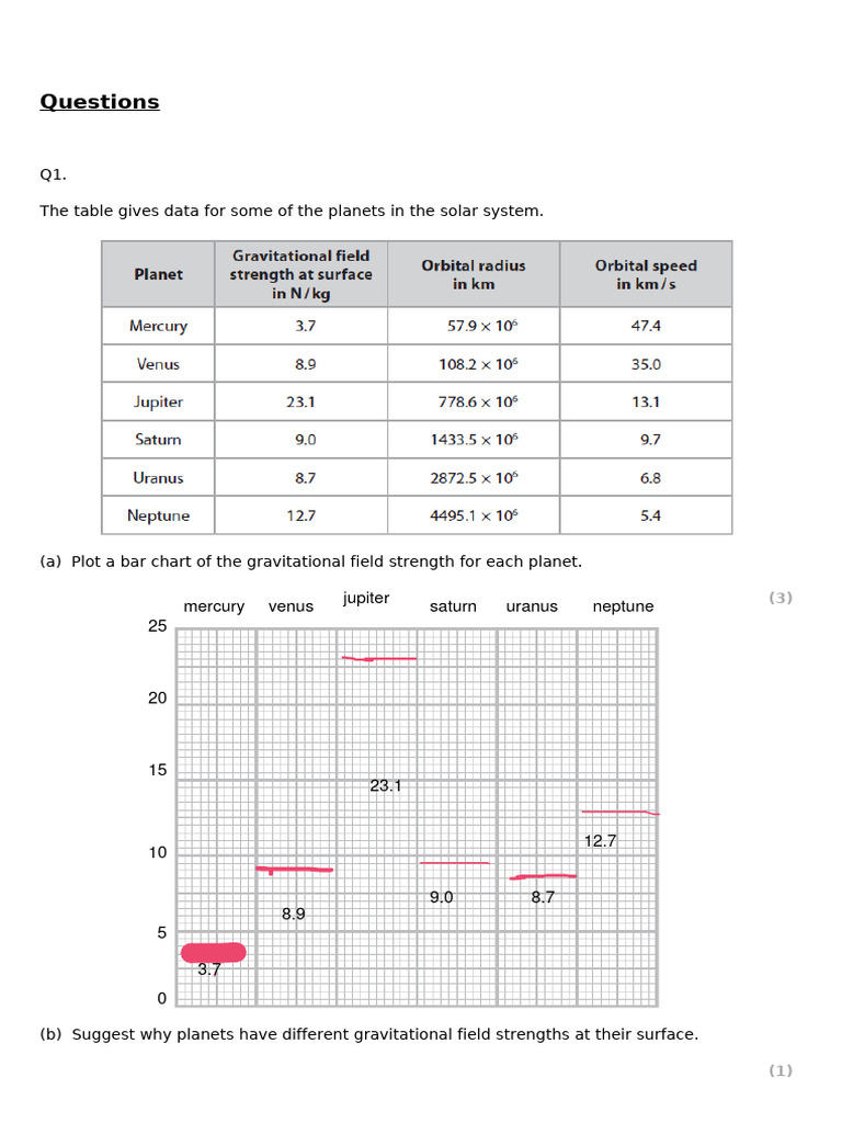 Gravitational Field Question | PDF | Planets | Solar System