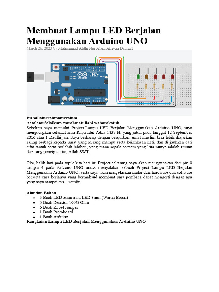 Membuat Lampu LED Berjalan Menggunakan Arduino UNO | PDF