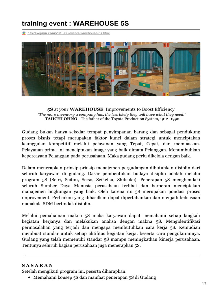 Contoh Penerapan Kaizen di Gudang | PDF | Karier & Perkembangan