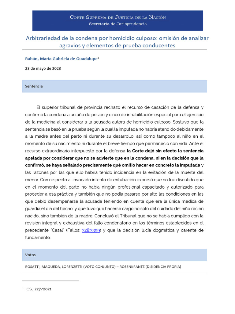 Extracto Fallo Raban | PDF