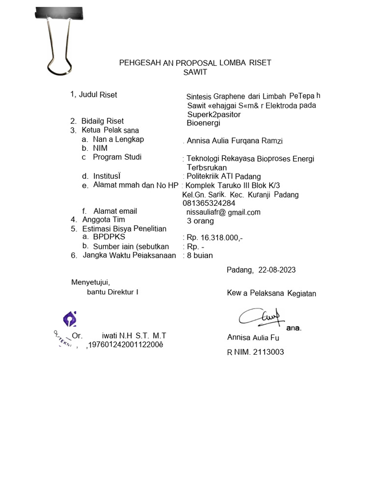 Pengesahan Proposal Sawit | PDF Pengesahan Proposal Sawit | PDF