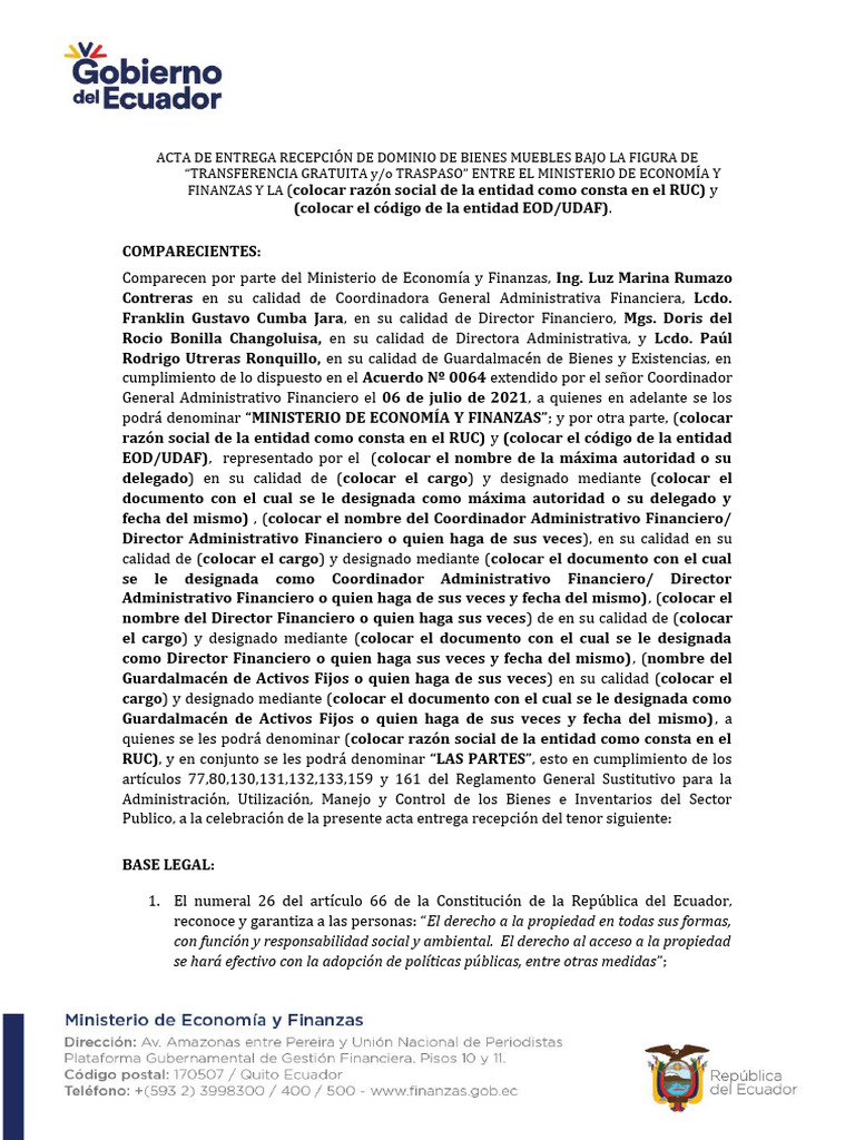 Bio Acta Entrega Recepcion Por Transferencia Gratuita | PDF ...