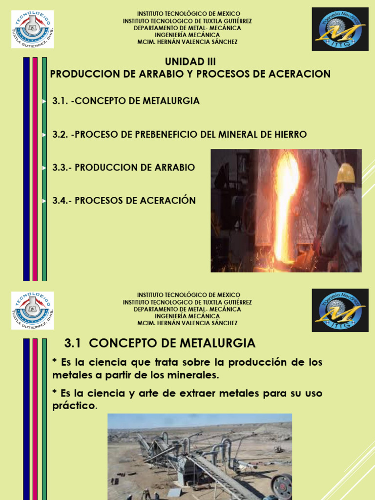 Unidad 3.-Produccion de Arrabio y Procesos de Aceracion | PDF | Hierro ...
