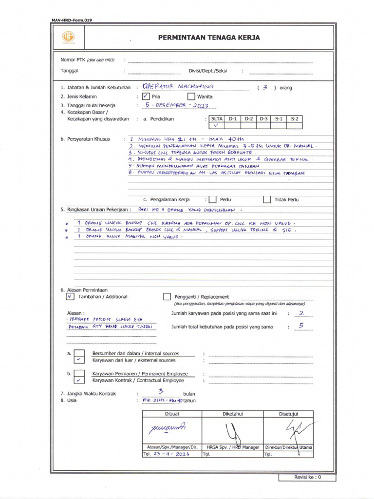 Form PTK Machining Dan QC Lab | PDF