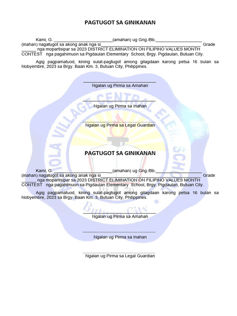 Pagtugot Sa Ginikanan | PDF