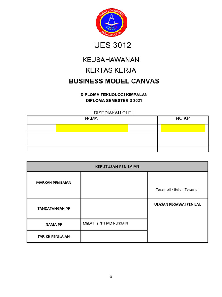 TEMPLATE BMC FULL Editable | PDF