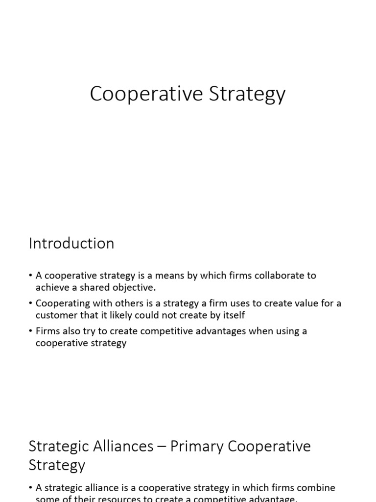 Cooperative Strategy | PDF | Competitive Advantage | Franchising