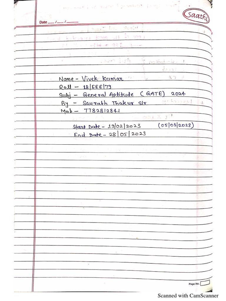 Gate Apti - 2024 - Saurabh Thakur Sir - Vivek | PDF