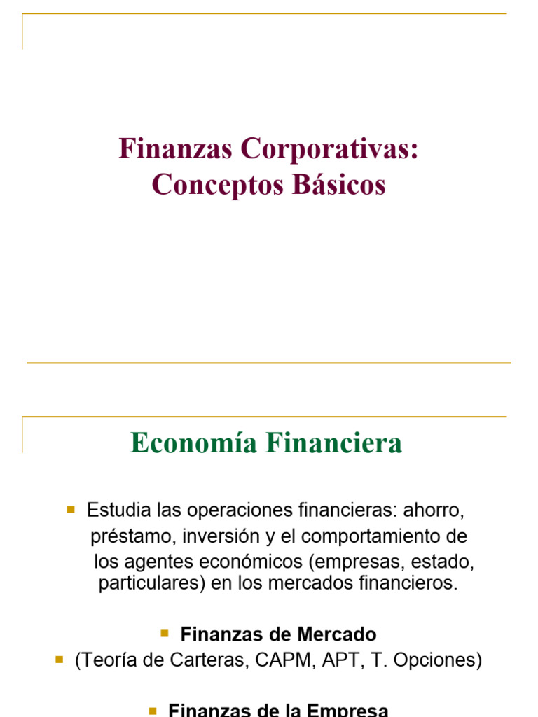 Finanzas Corporativas. Conceptos Básicos | PDF | Flujo de caja descontado | Business