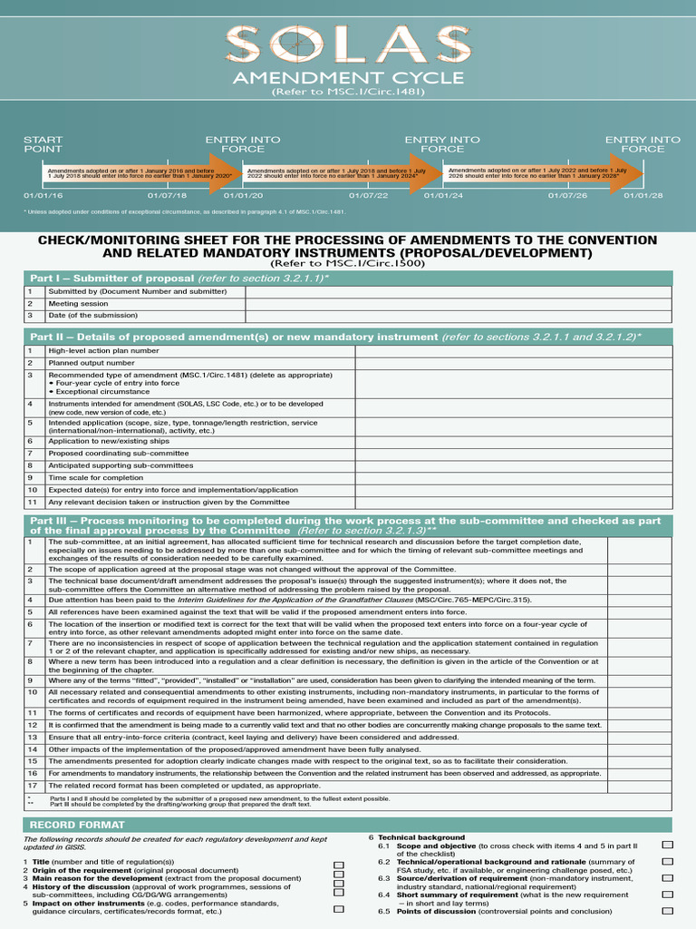 SOLAS - Solas Amendment Cycle (Secretariat) | PDF | Committee