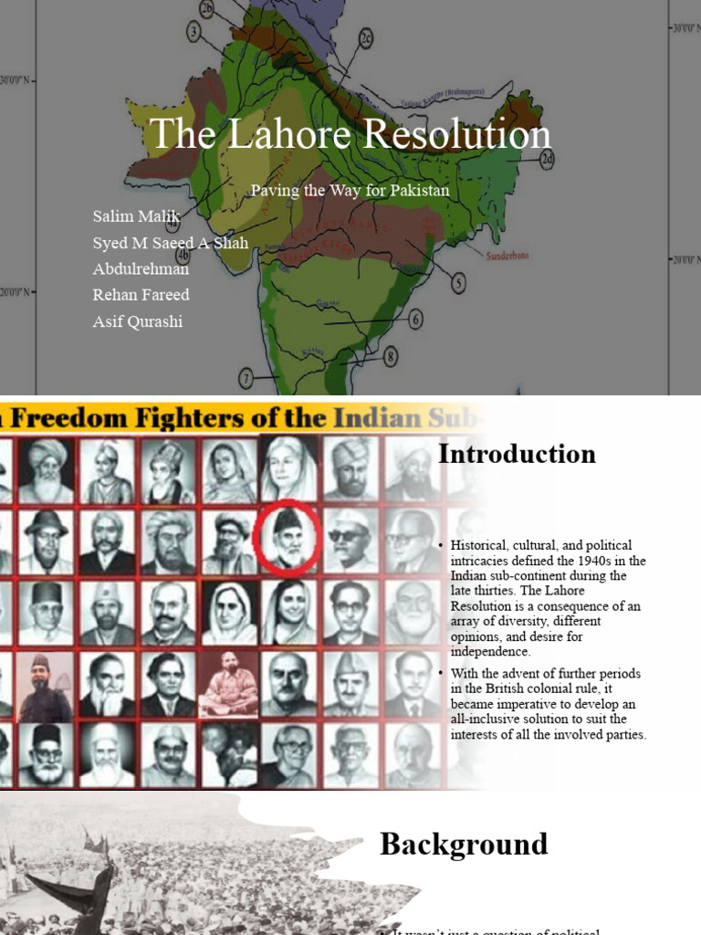 The Lahore Resolution Presentation | PDF | Pakistan | Lahore