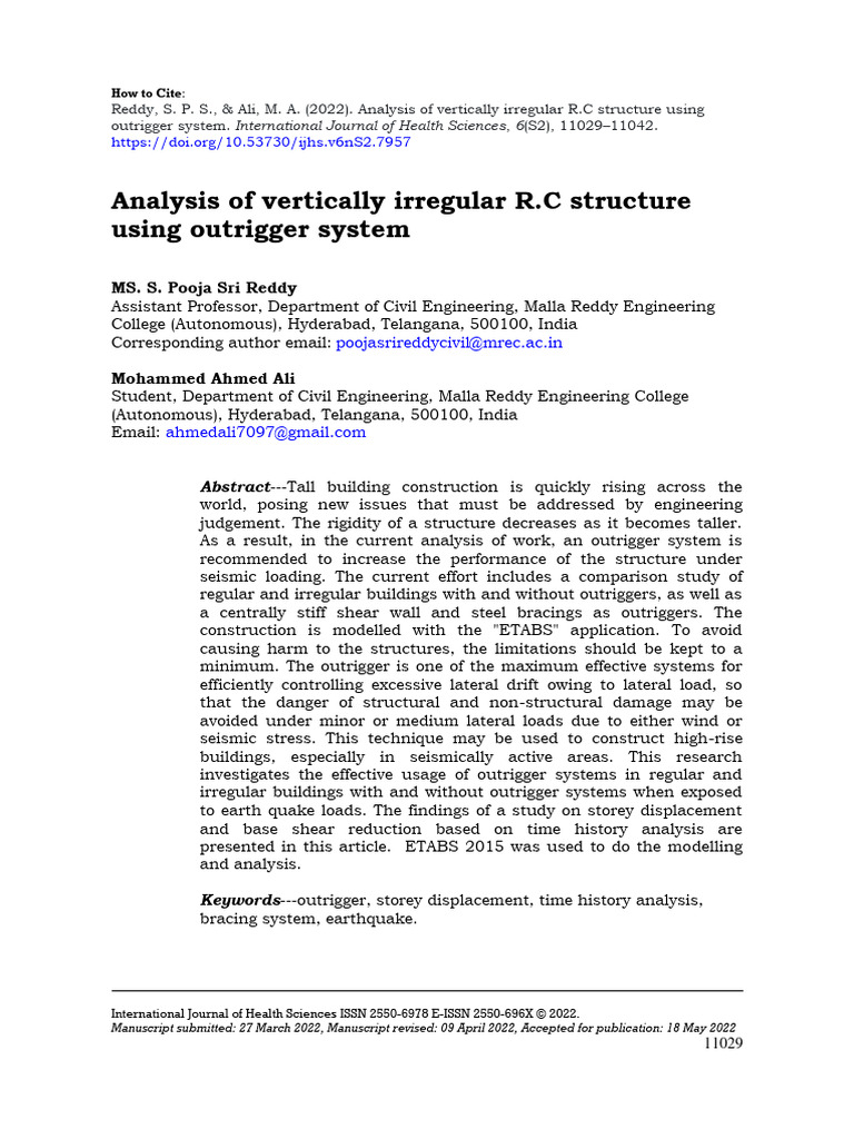 Analysis of Vertically Irregular RC Structure Usin | PDF | Truss | Earthquakes