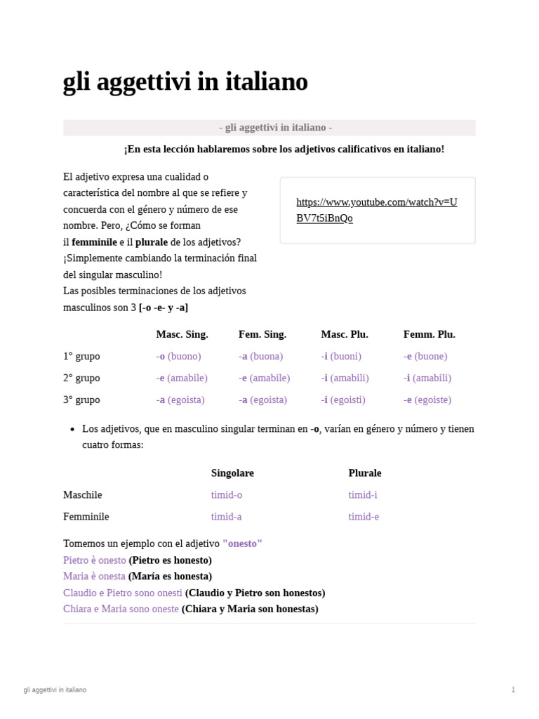 Gli Aggettivi in Italiano | PDF | Adjetivo | Sustantivo