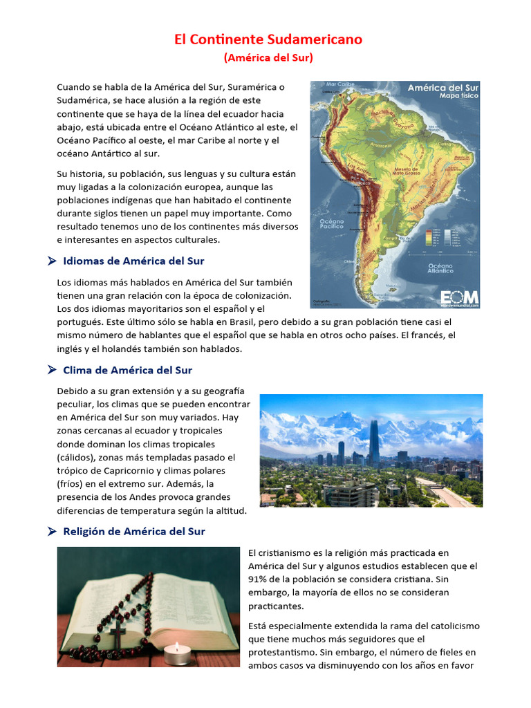 El Continente Sudamericano | PDF | Américas | América del Sur
