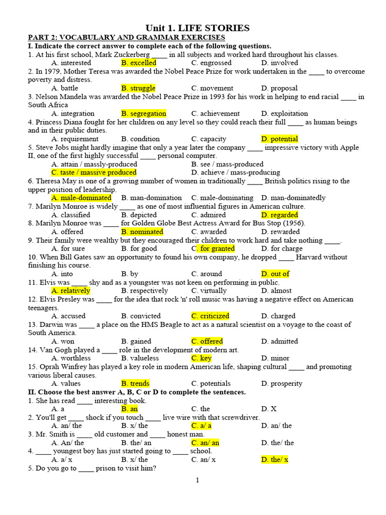 Unit 1 Exercise | PDF