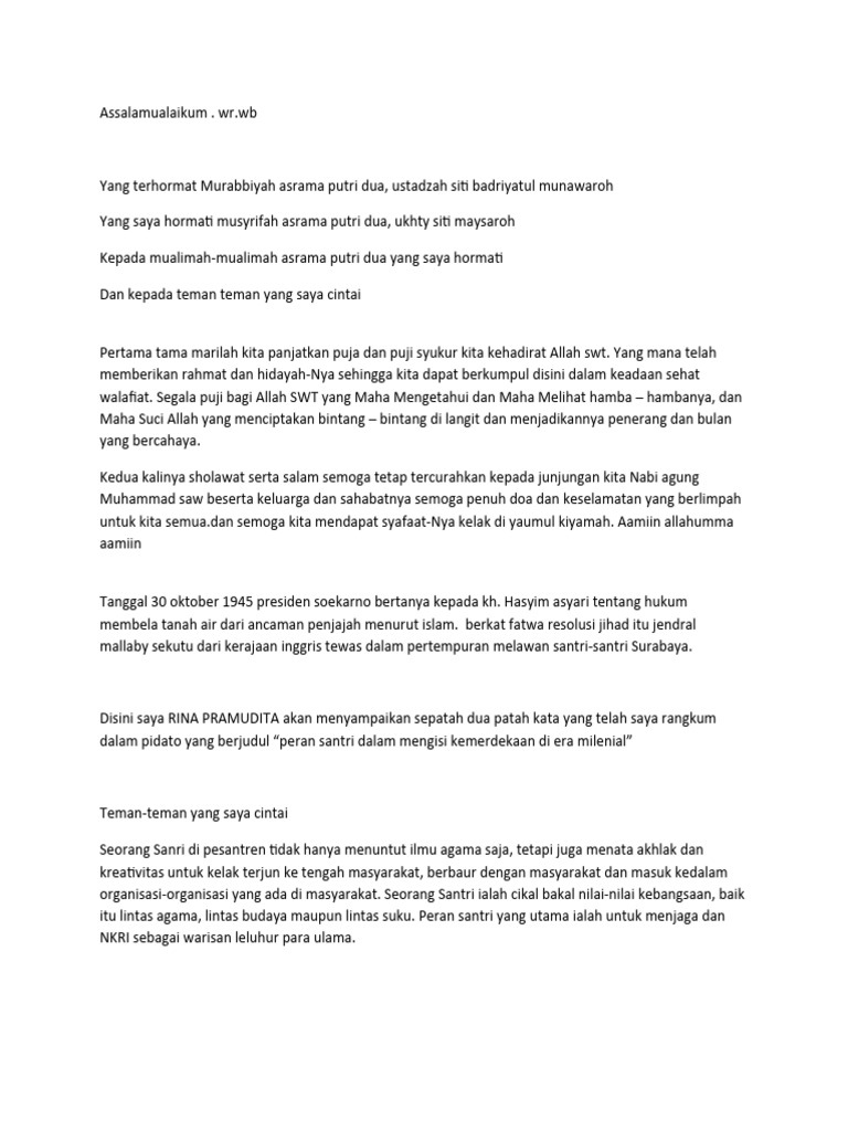 Contoh Speech Bahasa Inggris WPS Office | PDF