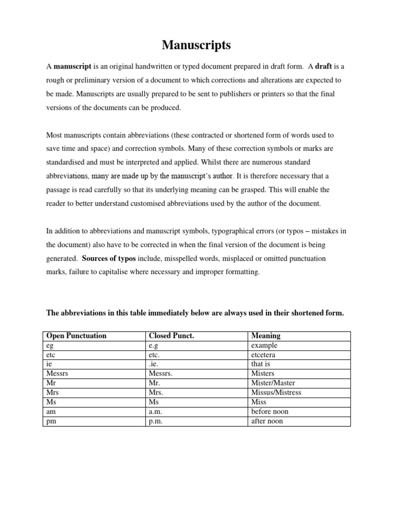 Manuscripts Abbreviations and Keyboard Shortcuts | PDF | Internet ...