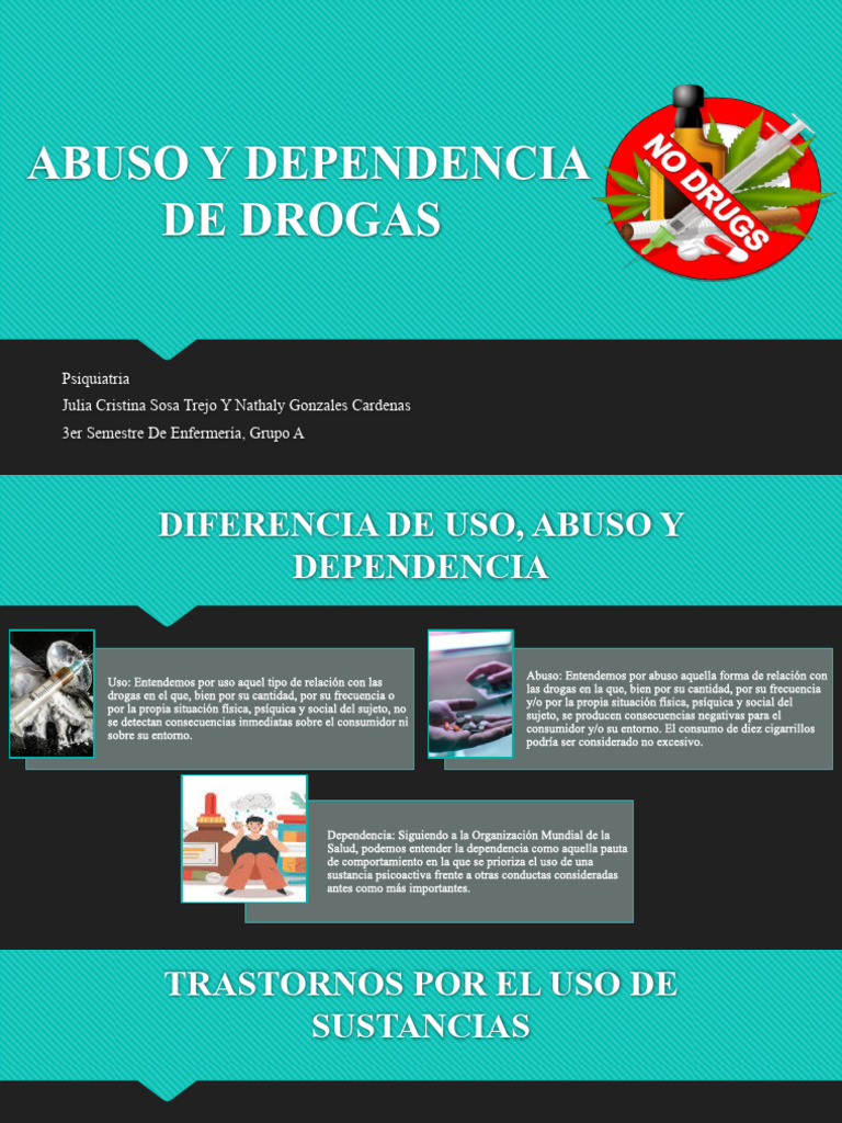 ABUSO Y DEPENDENCIA DE DROGAS | PDF | Drogas | La dependencia de sustancias