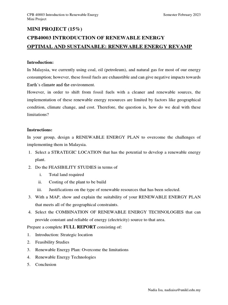 Mini Project - Renewable | PDF | Renewable Energy | Energy Development