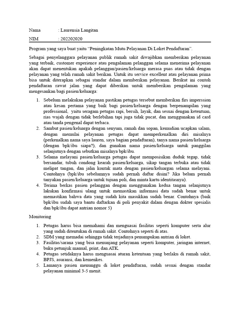 Peningkatan Mutu Di Layanan Loket Pendaftaran | PDF | Karier & Perkembangan