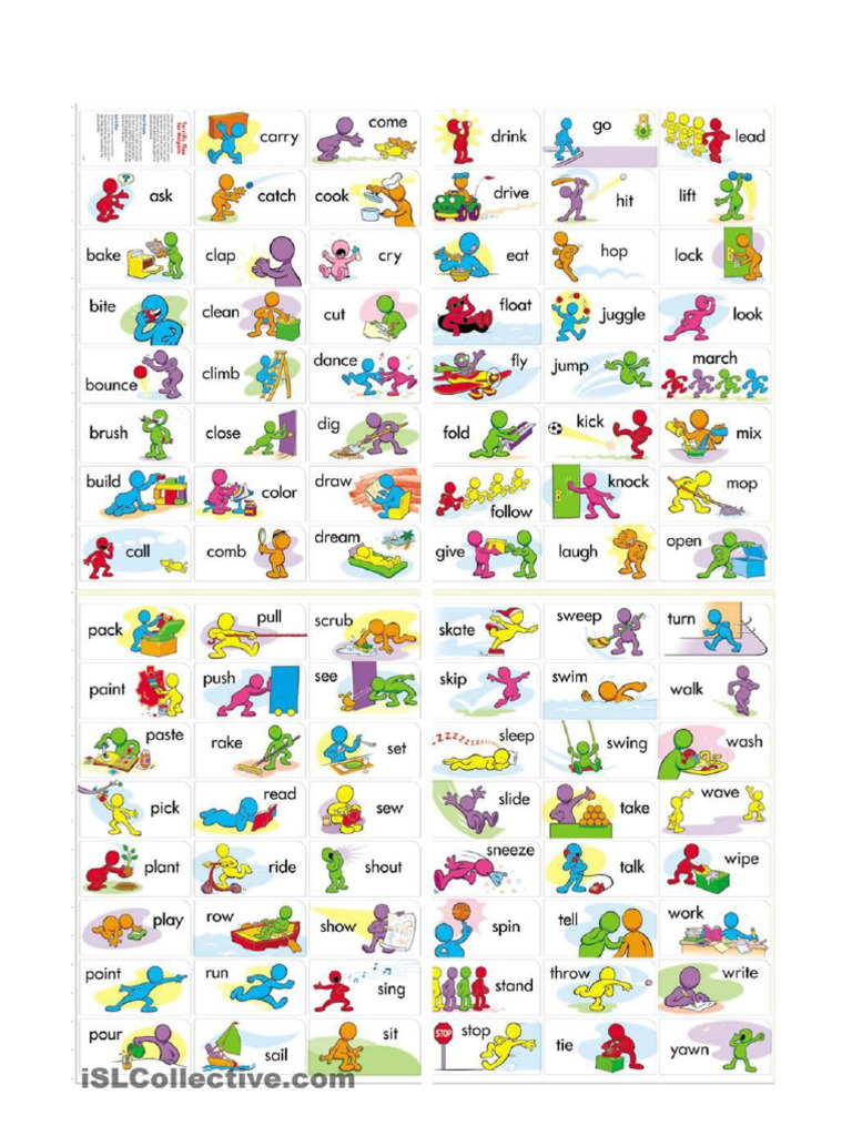 List of Verbs With Images For Kids | PDF