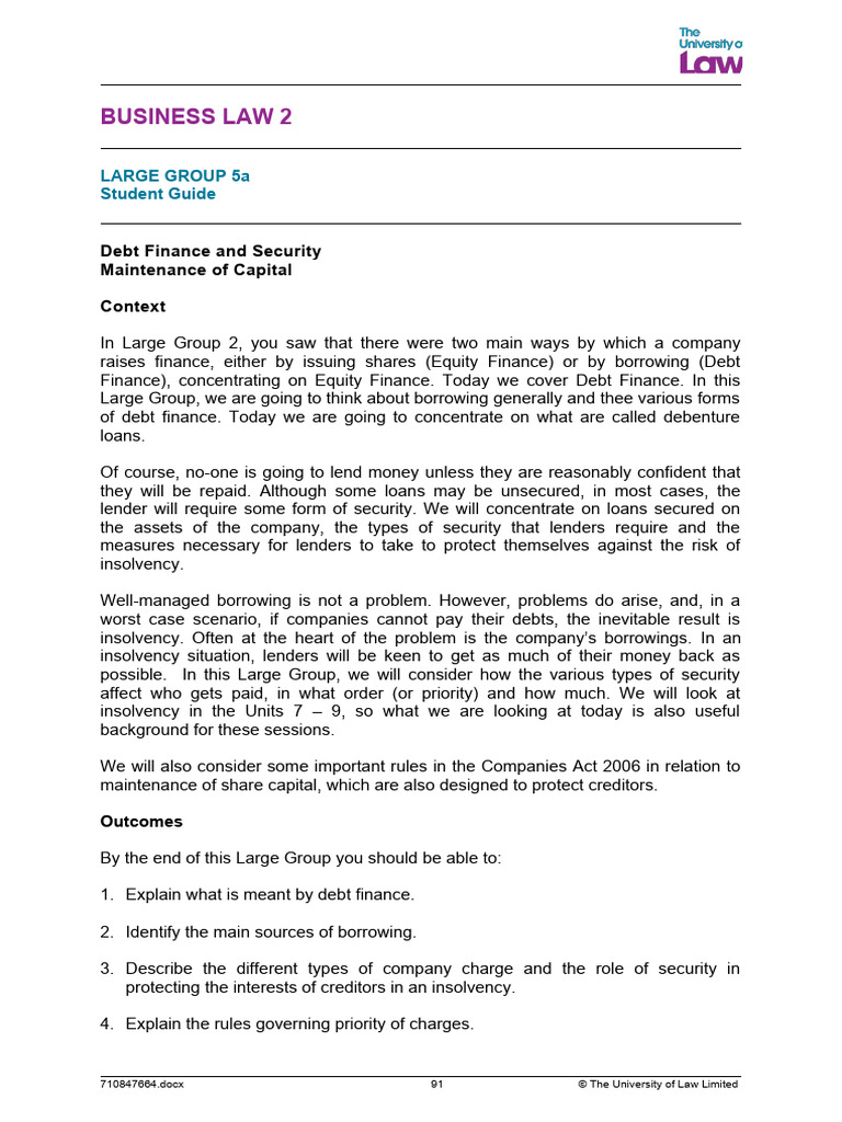 2223 Bus2 Lg05a Ce01 Student Guide | PDF | Debt | Loans