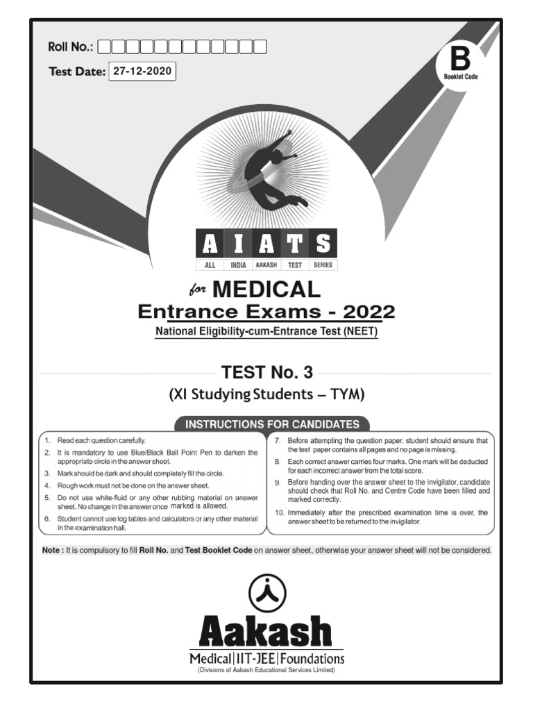 AIATS 03 For Class 11 TYM | PDF | Gases | Collision