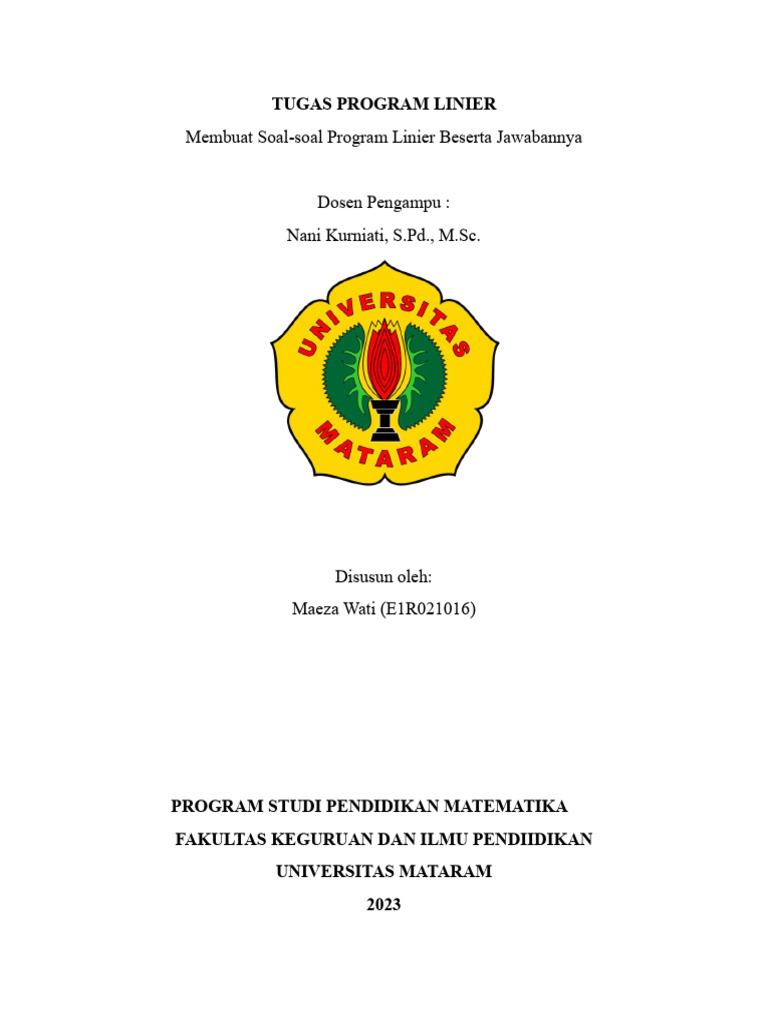 TUGAS PROGRAM LINIER (Solve Problem) | PDF