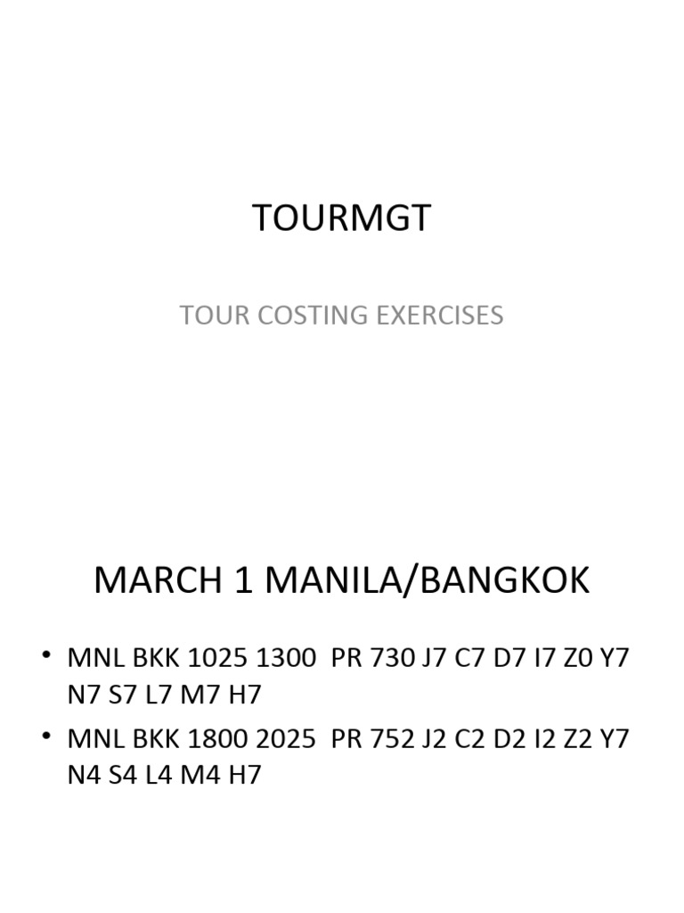 Tour Costing Exercises | PDF | Travel | Home & Garden