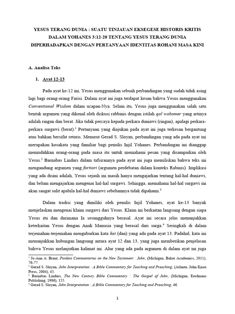 Yesus sebagai Terang Dunia dalam Yohanes | PDF