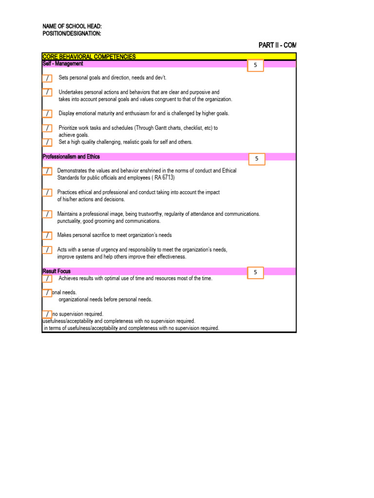 OPCRF Part 2 Competencies SY 2023 | PDF | Competence (Human Resources ...